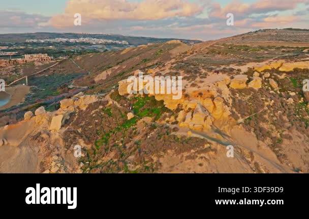 Drone view of countryside agriculture fields. Malta island Stock Video ...