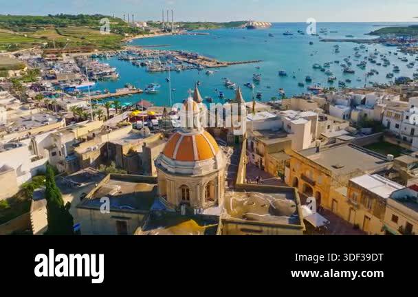 Drone view of countryside agriculture fields. Malta island Stock Video ...