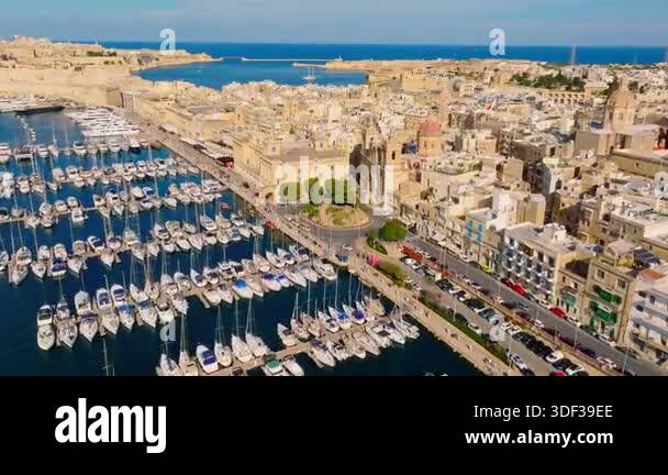 Drone view of countryside agriculture fields. Malta island Stock Video ...