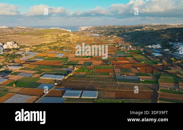 Drone view of countryside agriculture fields. Malta island Stock Video ...