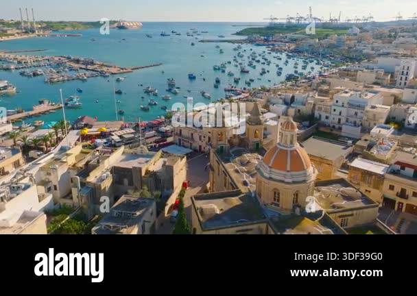 Drone view of countryside agriculture fields. Malta island Stock Video ...