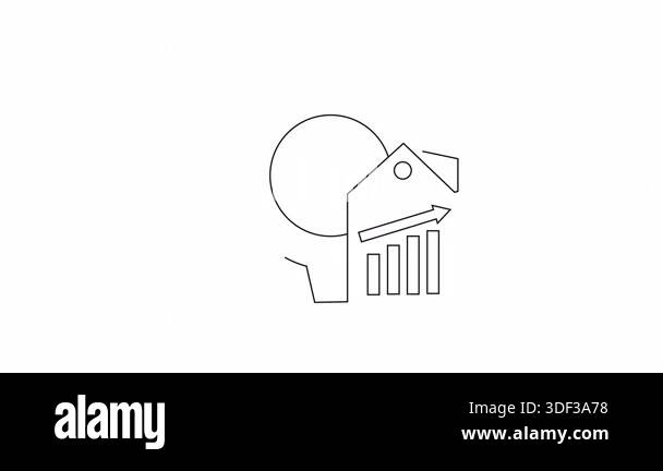 A simple line drawing of a gear and a graph, symbolizing business ...