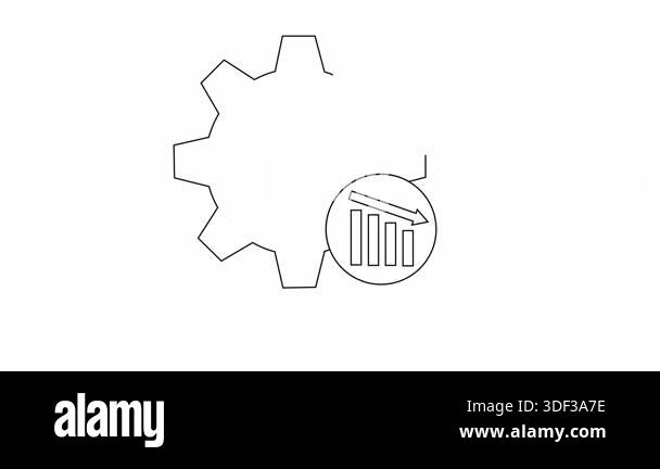 Animated gear icon with a graph showing a downward trend, symbolizing ...