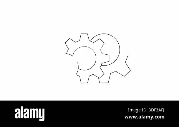 A conceptual illustration featuring gears and a magnifying glass ...