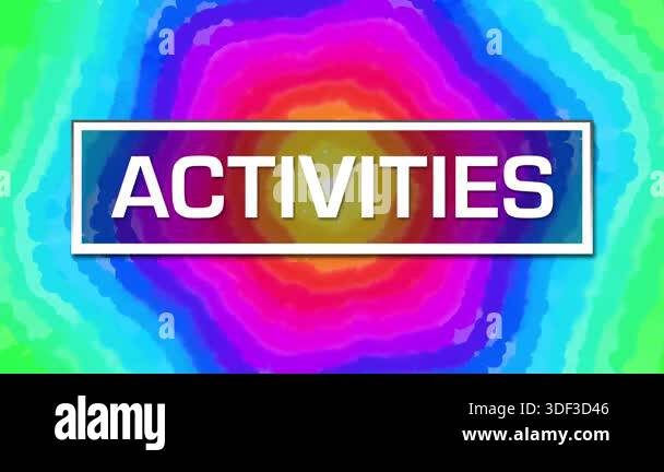 Activities text written over animated colorful background Stock Video ...