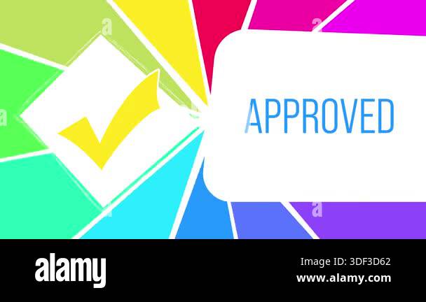 Approved concept animation with text and tick mark symbol Stock Video ...