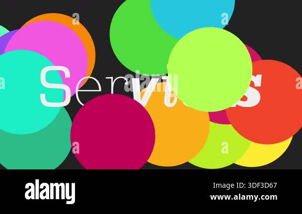 Services text written over colorful animated background Stock Video ...