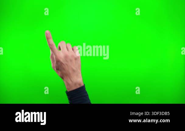 Business man index finger swipe gesture on green screen hd video ...