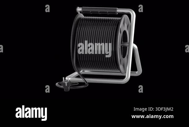 Electrical extension cord reel rotation animation seamlessly loopable ...