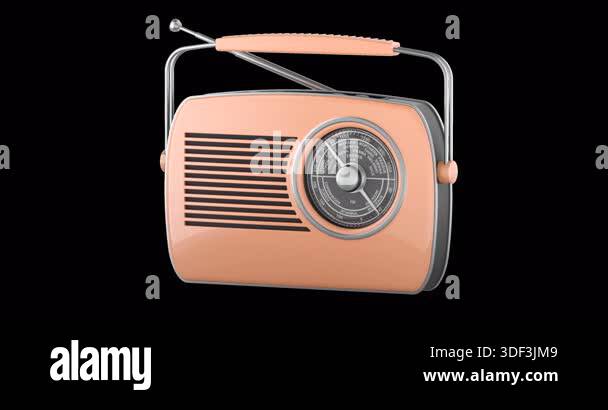 Vintage portable radio rotation animation seamlessly loopable. 3D ...