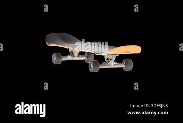 Skateboard rotation animation seamlessly loopable. 3D rendering ...