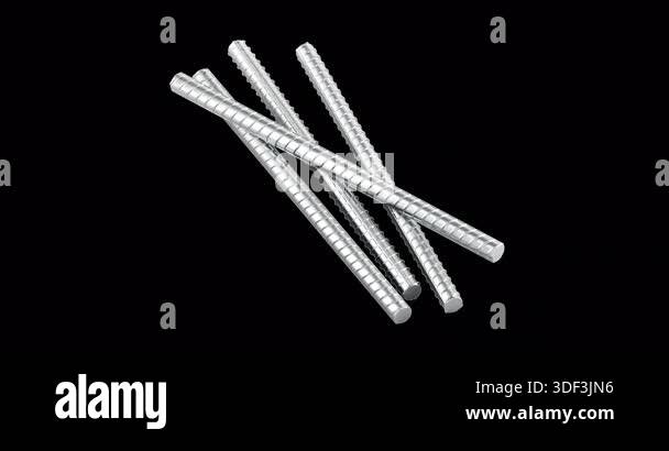 Steel reinforcement bars, rebar rotation animation seamlessly loopable ...