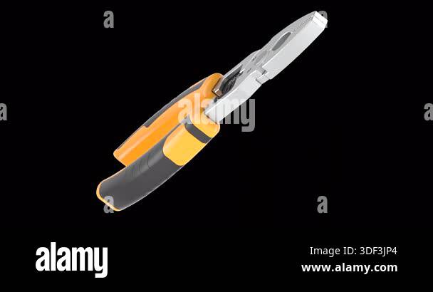 Wire stripper and crimper pliers rotation animation seamlessly loopable ...