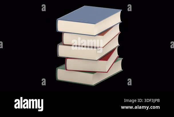 Stack of hardcover books rotation animation seamlessly loopable. 3D ...