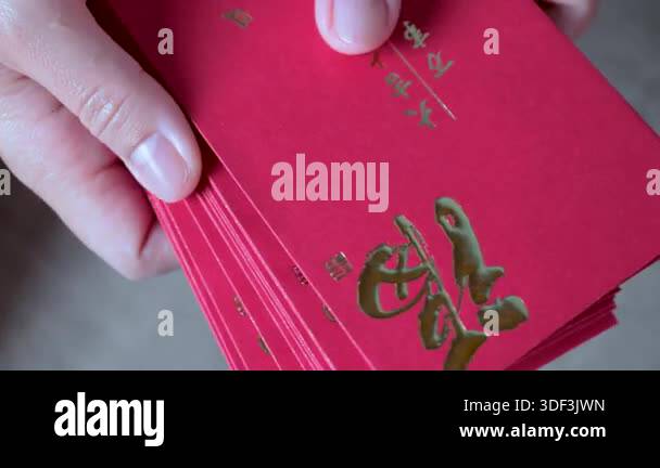 Red Envelope in Hand holding, Angpao Envelope with Golden Chinese ...