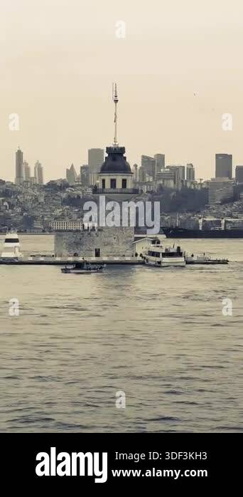 Maidens Tower Istanbul with City Skyline, Historic Landmark on the ...