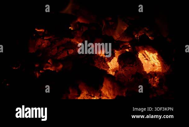 Glowing Embers in a Home Fireplace | 4k Super High Quality Video Stock ...