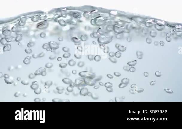 Super Slow Motion Close Up Sparkling Water Bubbles Rising, CrystalClear ...