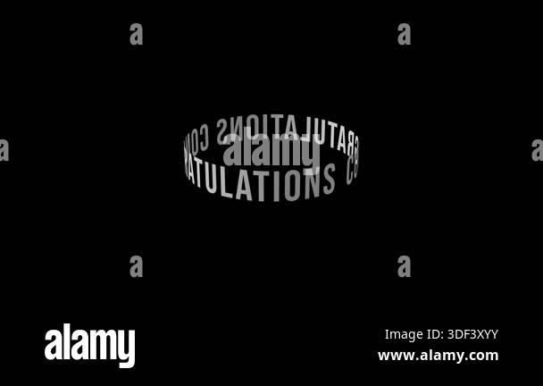 Congratulations white color Rotating Y-Axis 3D text cylinder tube ...