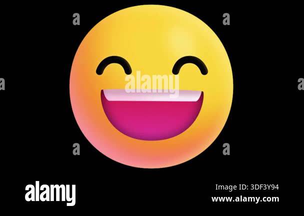 A cheerful laughing face emoji with closed eyes conveying joy and ...