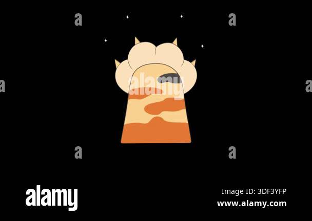 Dramatic volcanic eruption with molten lava and ash cloud on a black ...