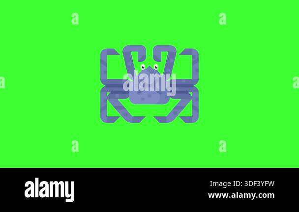 A fun and engaging animated purple crab on a green screen, perfect for ...