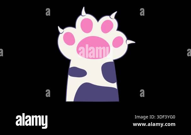 A playful cartoon cow hoof with pink pads and sharp white claws raised ...