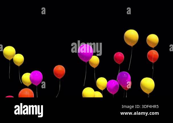 Colorful balloons rise into the air against a transparent background ...