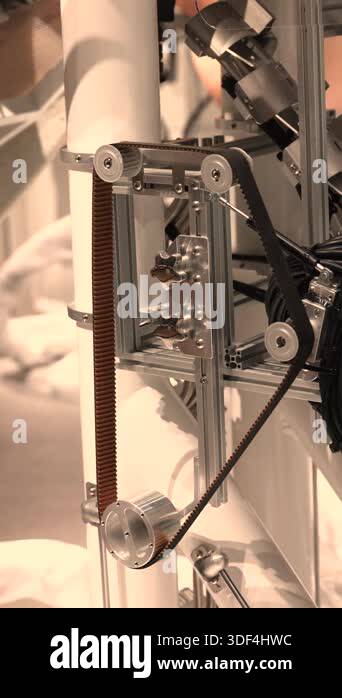 Robotic mechanism with metal parts and rubber joints showing hinge ...