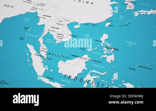 Animated Map of Southeast Asia Region, Geography Background Stock Video ...