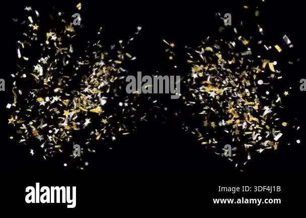 Confetti Explosion. Animation of beautiful sparkling gold and silver ...