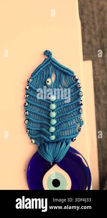 Nazar amulet Evil Eye charm close up showing detailed surface . High ...