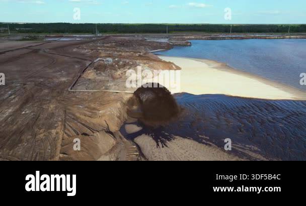 Active phosphate mine in Florida with slurry pipeline transporting ...