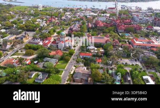 Aerial view of St. Augustine, historical city in Florida. Southern ...