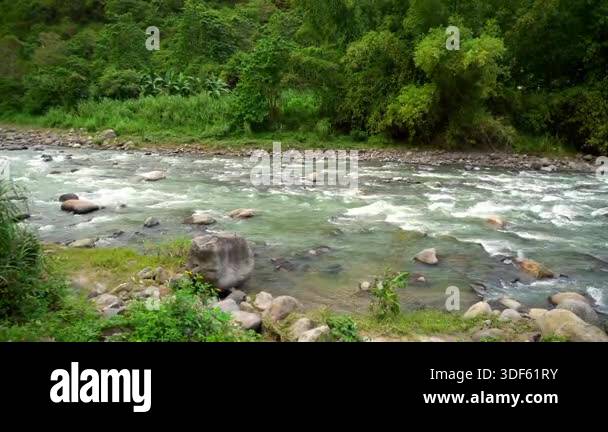 Strong Flow Clean Mountain River Geothermal Spring Hot Steam Rising ...