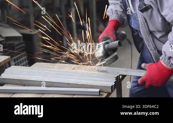 Angle Grinder Metal Work Sparks in Factory Produstion Stock Video ...