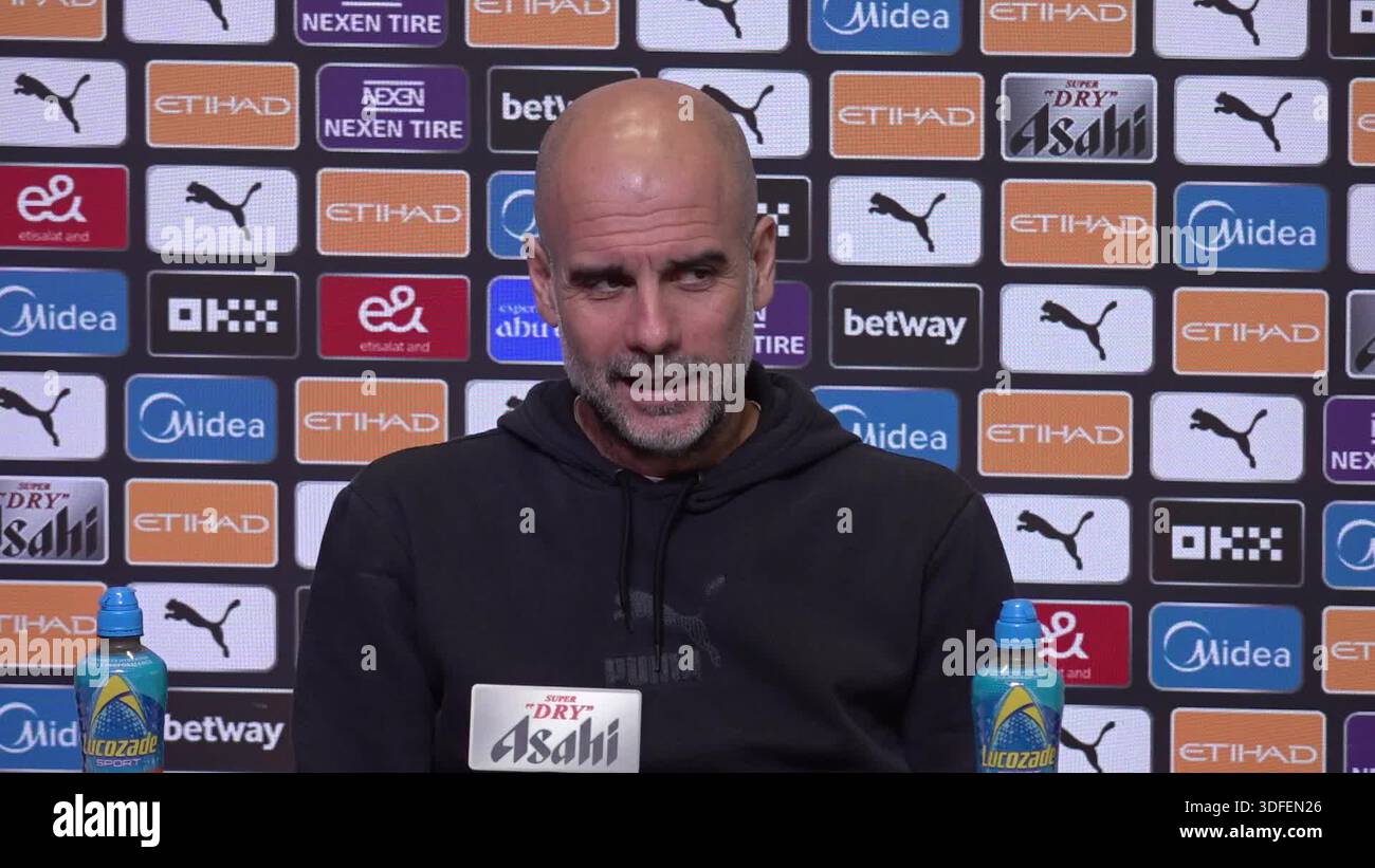 Newcastle vs Man City: Pep Guardiola preview press conference Stock ...