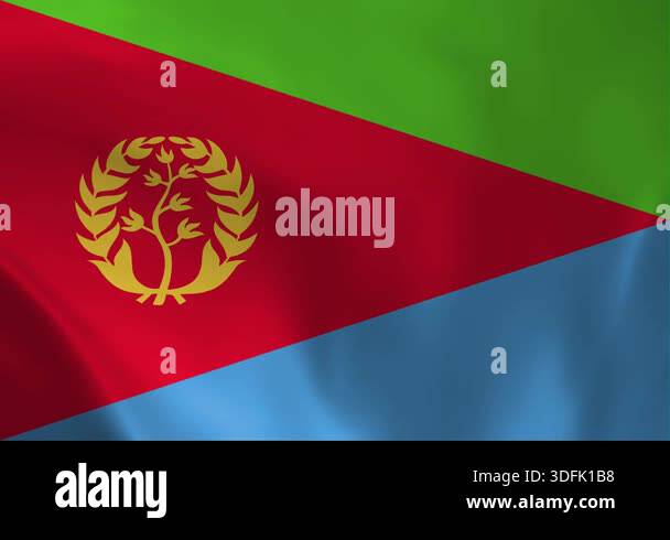 Eritrea National Flag Waving Loop: Realistic 3D Fabric Animation of the ...