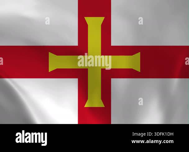 Guernsey Flag Waving, National Symbol of British Channel Island ...