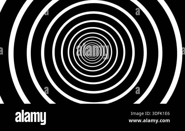 White circles animation on black background . Concentric circles moving ...