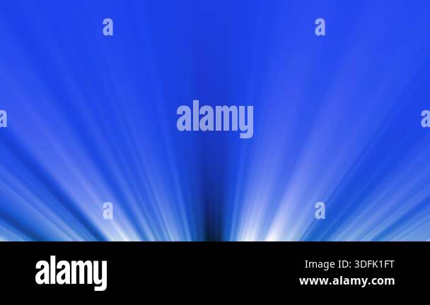 Light rays animation at the bottom on blue background . Light rays ...