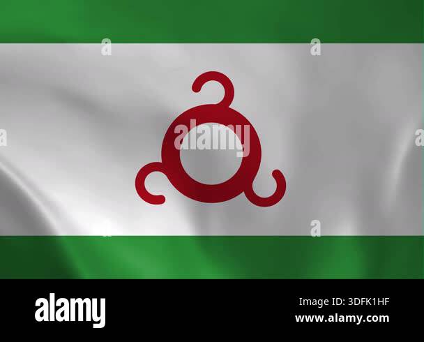 Ingushetia Flag Waving: Realistic 4K Loop of the National White, Green ...