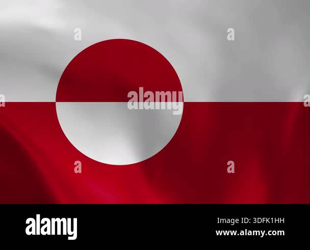 Greenland National Flag Waving, Kalaallit Nunaat Symbol, Realistic ...