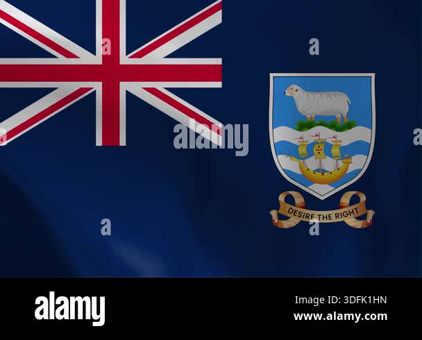 Falkland Islands National Flag Waving Loop: 3D Animation of the Blue ...