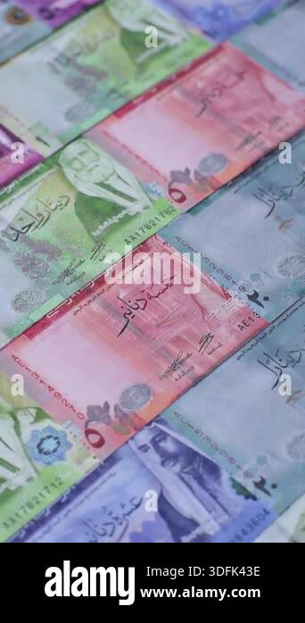 Jordan money, the Jordanian dinar currency, banknotes of various ...