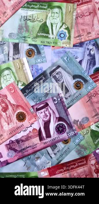 Jordan money, the Jordanian dinar currency, banknotes of various ...