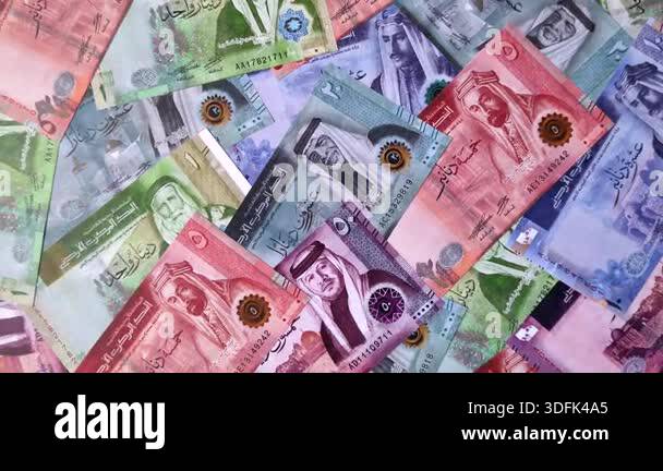 Jordan money, the Jordanian dinar currency, banknotes of various ...