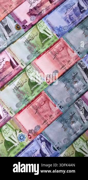 Jordan money, the Jordanian dinar currency, banknotes of various ...