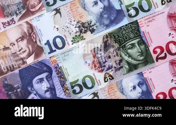 Georgia money, the georgian lari currency, banknotes of various ...