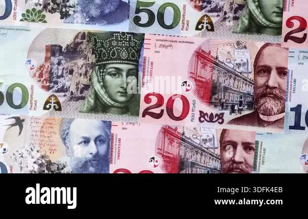 Georgia money, the georgian lari currency, banknotes of various ...